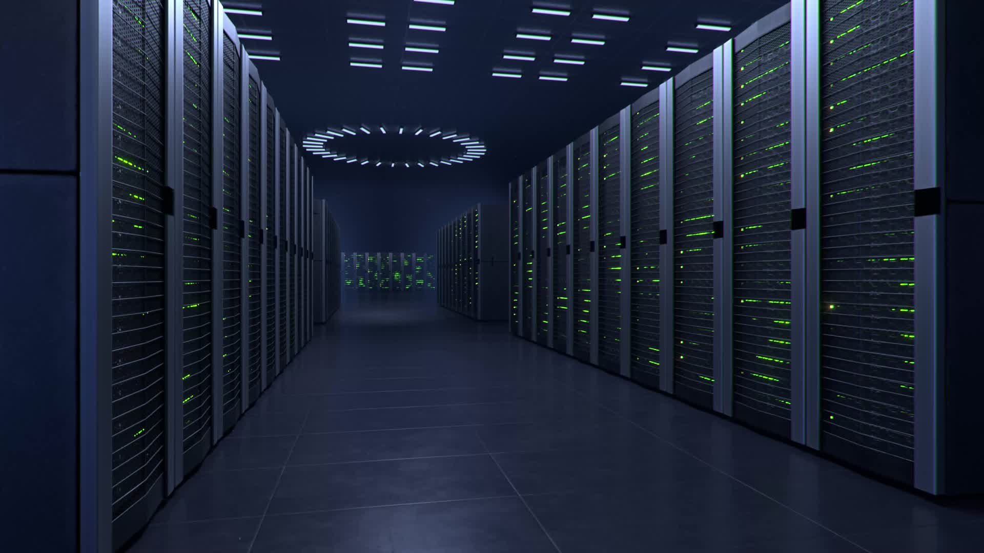 Server Room 4k Full Data Center Server Rack Filled With Networking