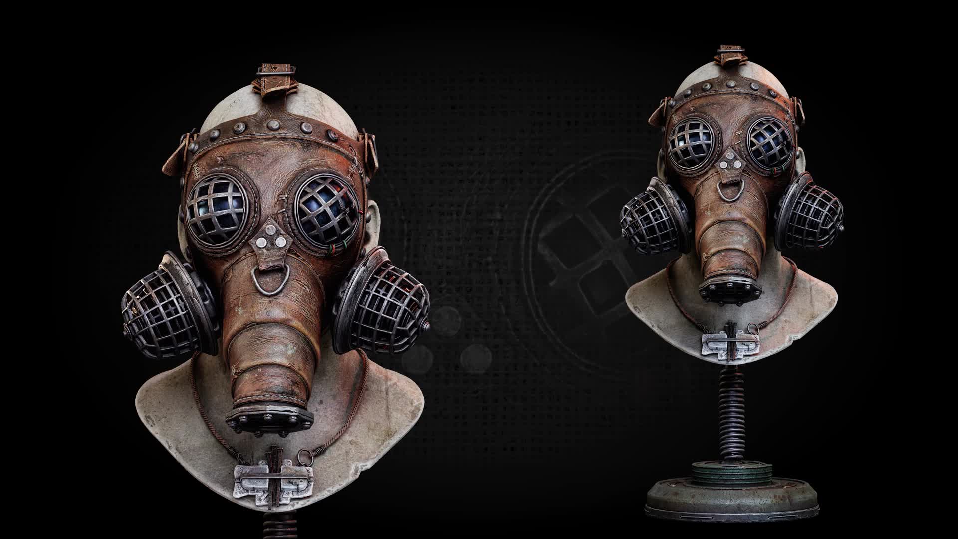 Steampunk Gas Mask Wallpaper Gas Mask With Blue Steampunk Eyes,